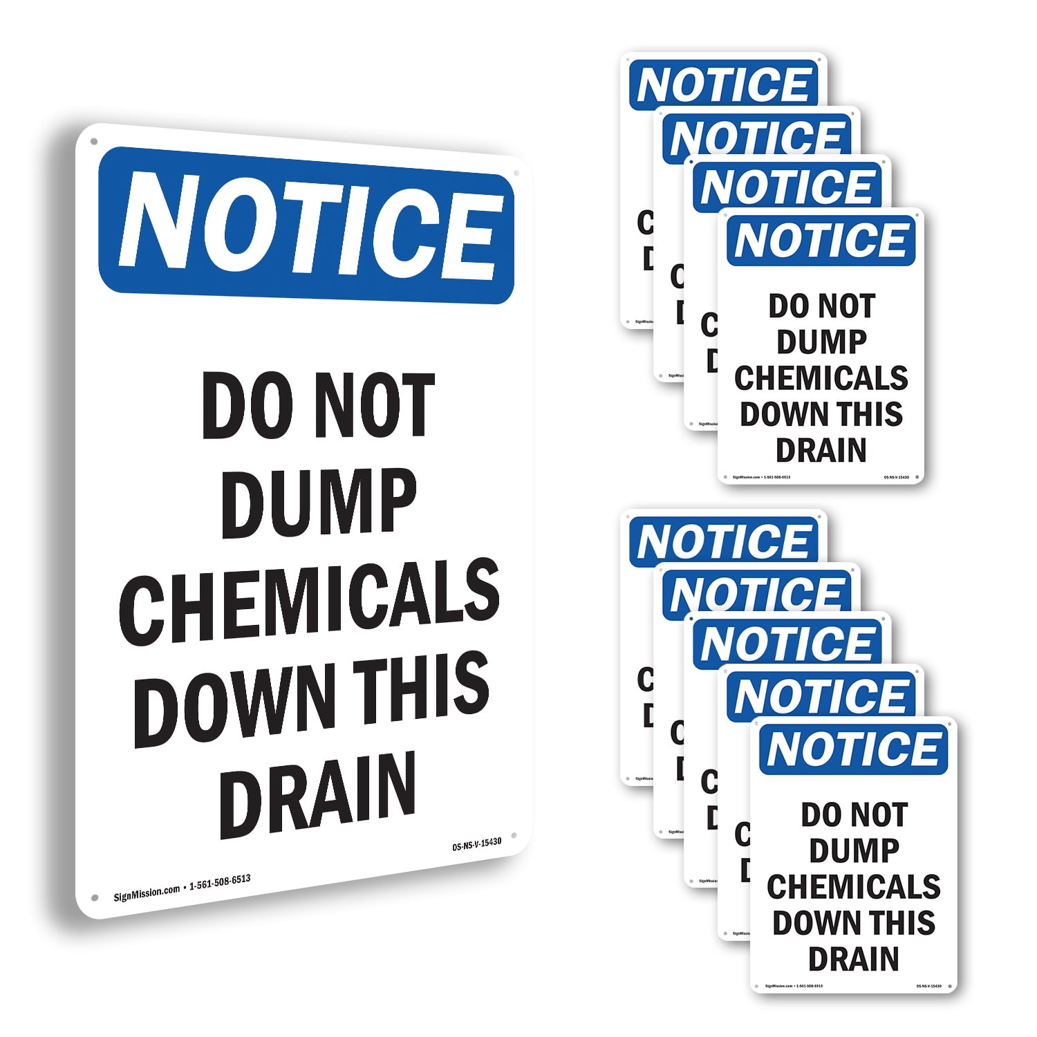 Do Not Dump Chemicals Down This Drain OSHA Notice Aluminum Sign 18 Inch ...