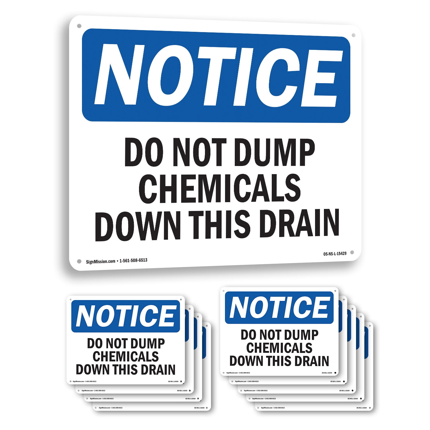 Do Not Dump Chemicals Down This Drain OSHA Notice Rigid Plastic Sign 24 ...