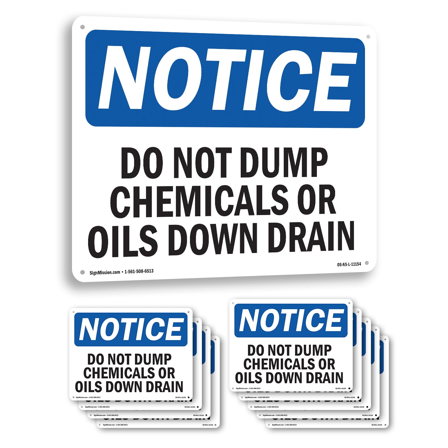 Do Not Dump Chemicals Or Oils Down Drain OSHA Notice Rigid Plastic Sign ...