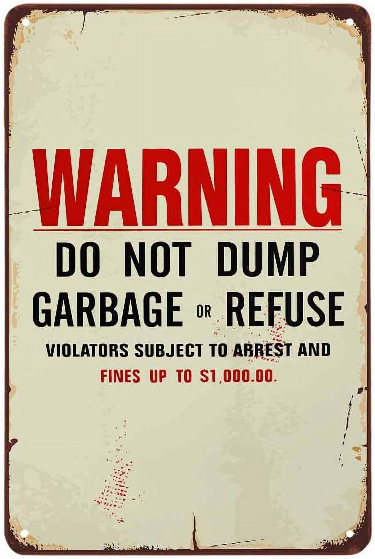 Do Not Dump Warning Tin Sign, Vintage Metal Tin Signs for Cafes Bars ...