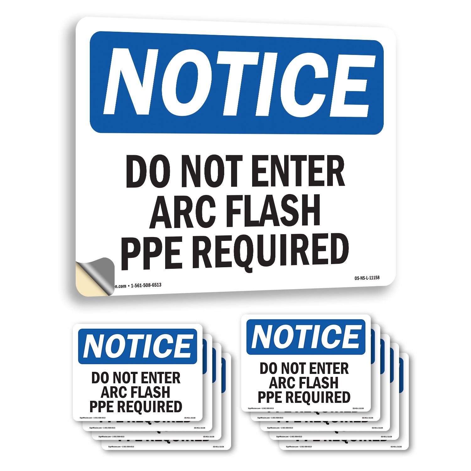 Do Not Enter Arc Flash PPE Required OSHA Notice Vinyl Decal Label 7 Inch x 5 Inch - 10 Pack ...