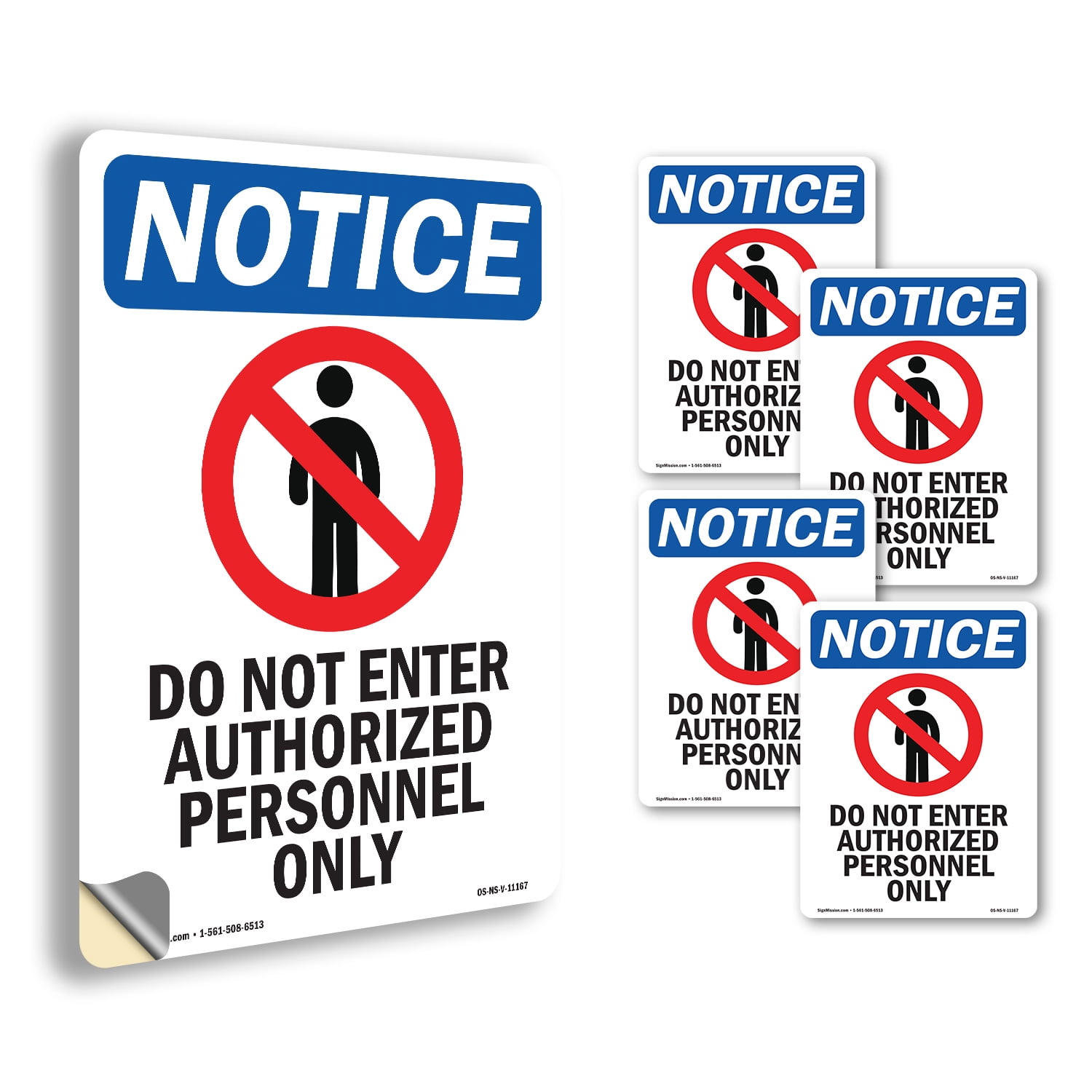 Do Not Enter Authorized With Symbol OSHA Notice Vinyl Decal Label 5 ...