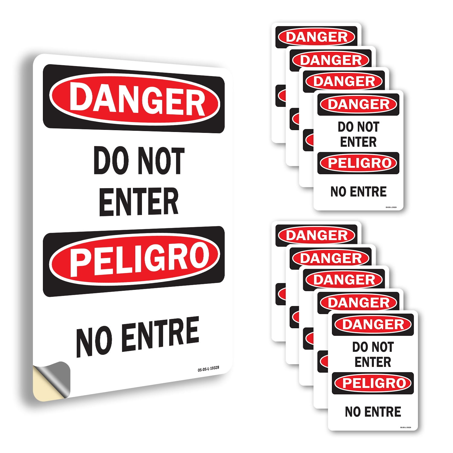 Do Not Enter Bilingual OSHA Danger Vinyl Decal Label 18 Inch x 12 Inch ...