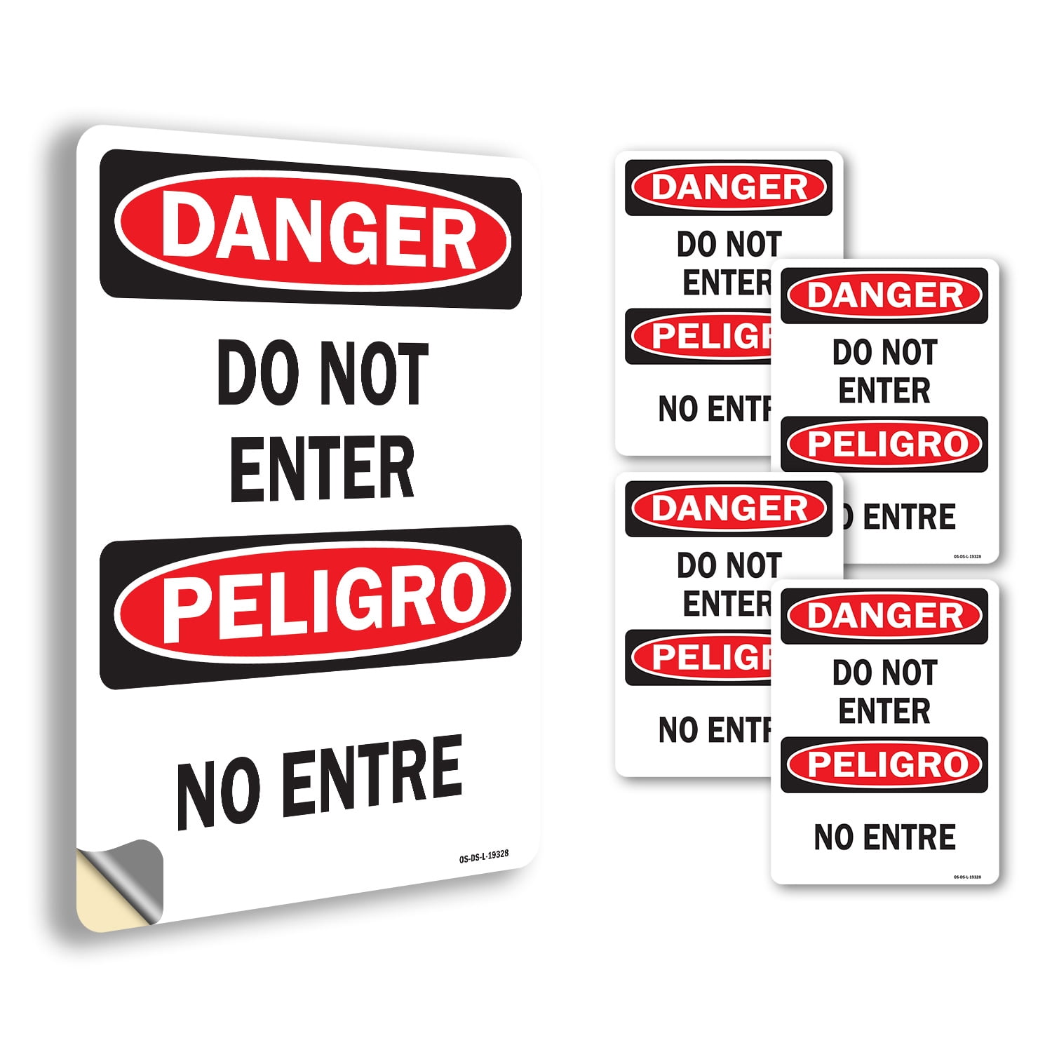 Do Not Enter Bilingual OSHA Danger Vinyl Decal Label 18 Inch x 12 Inch ...