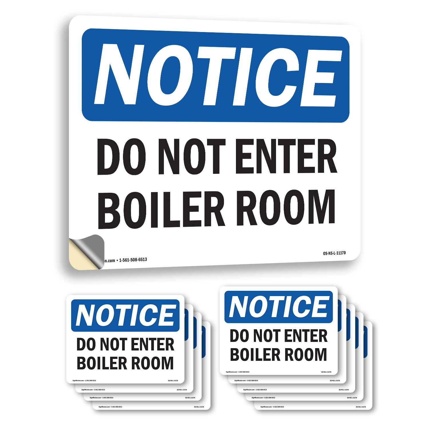 Do Not Enter Boiler Room OSHA Notice Vinyl Decal Label 18 Inch x 12 ...
