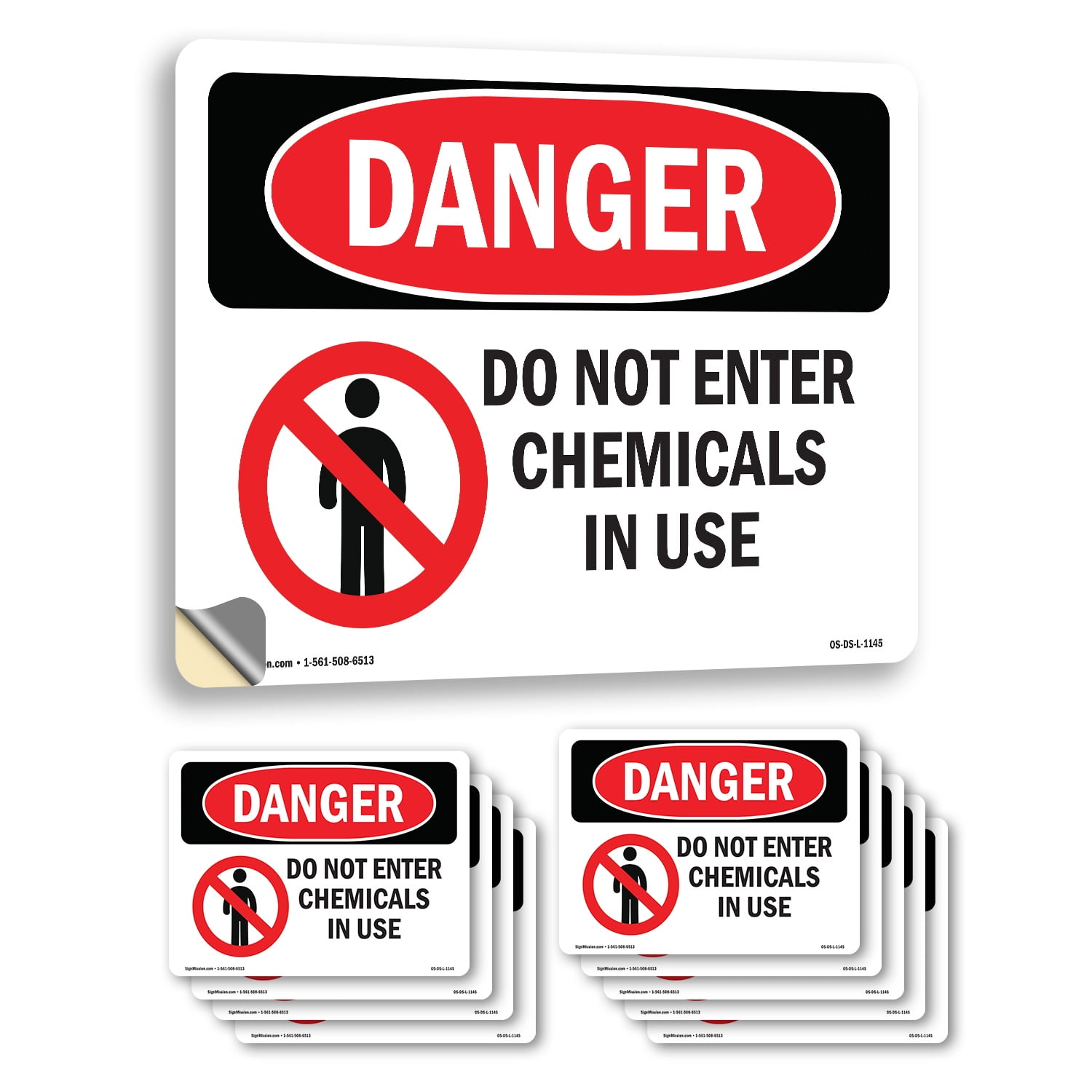 Do Not Enter Chemicals In Use OSHA Danger Vinyl Decal Label 7 Inch x 5 ...