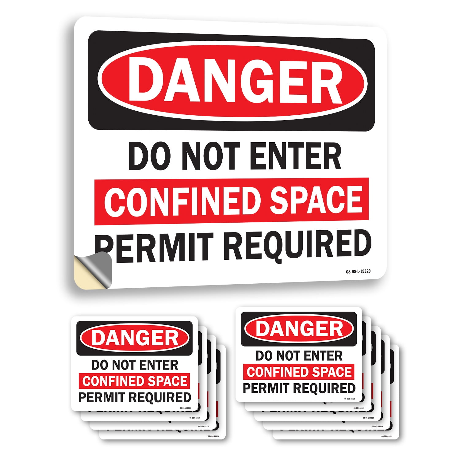 Do Not Enter Confined Space Permit Required OSHA Danger Vinyl Decal Label 10 Inch x 7 Inch - 10 ...