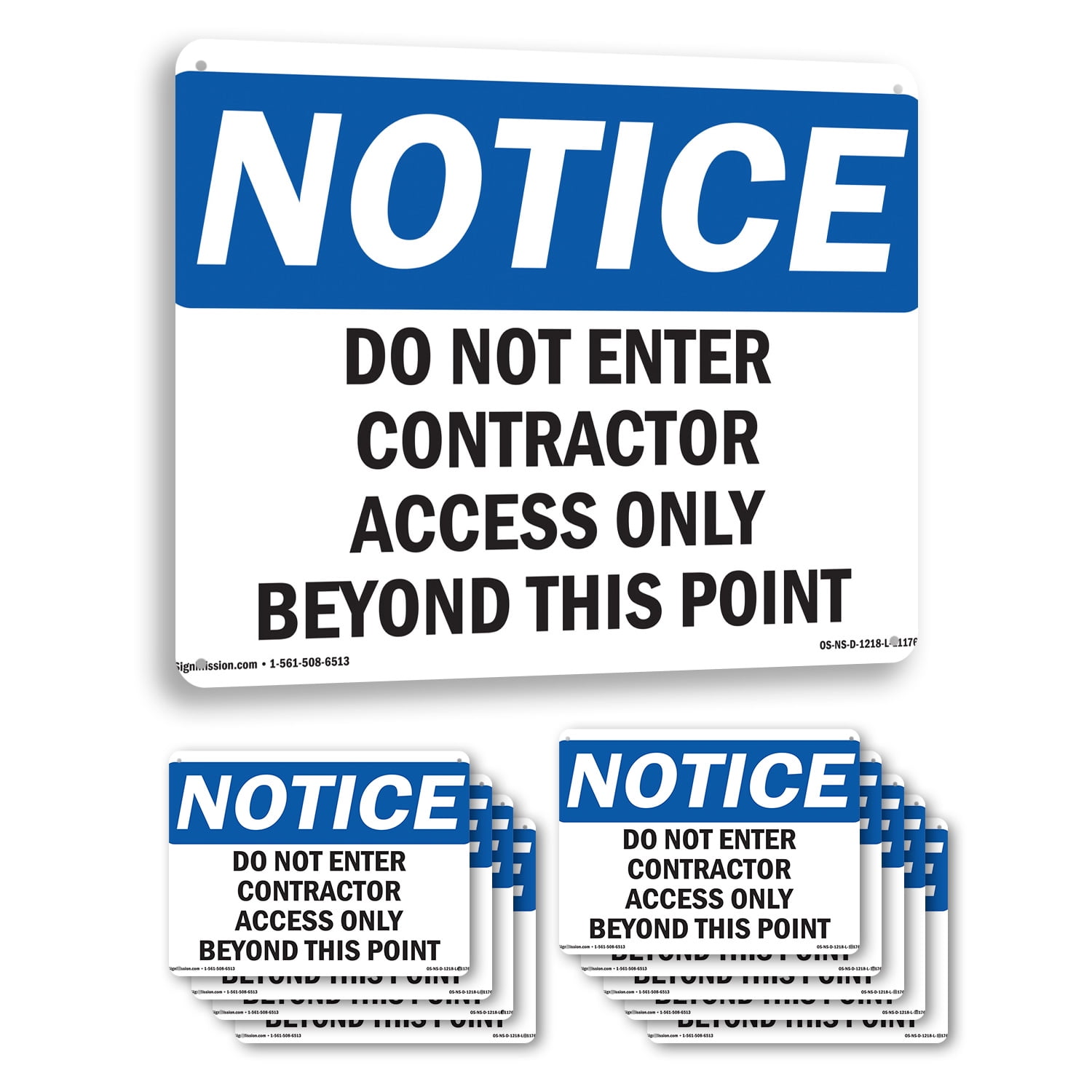 Do Not Enter Contractor Access Only Beyond OSHA Notice Aluminum Sign 18 ...