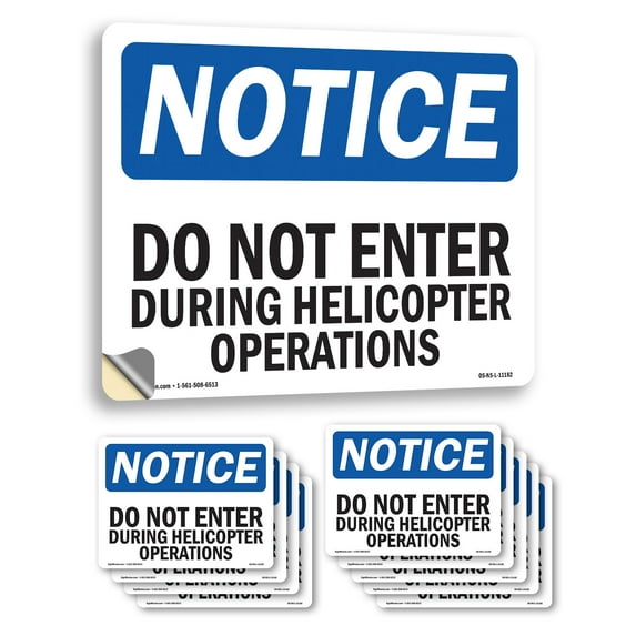 Do Not Enter During Helicopter Operations OSHA Notice Vinyl Decal Label ...