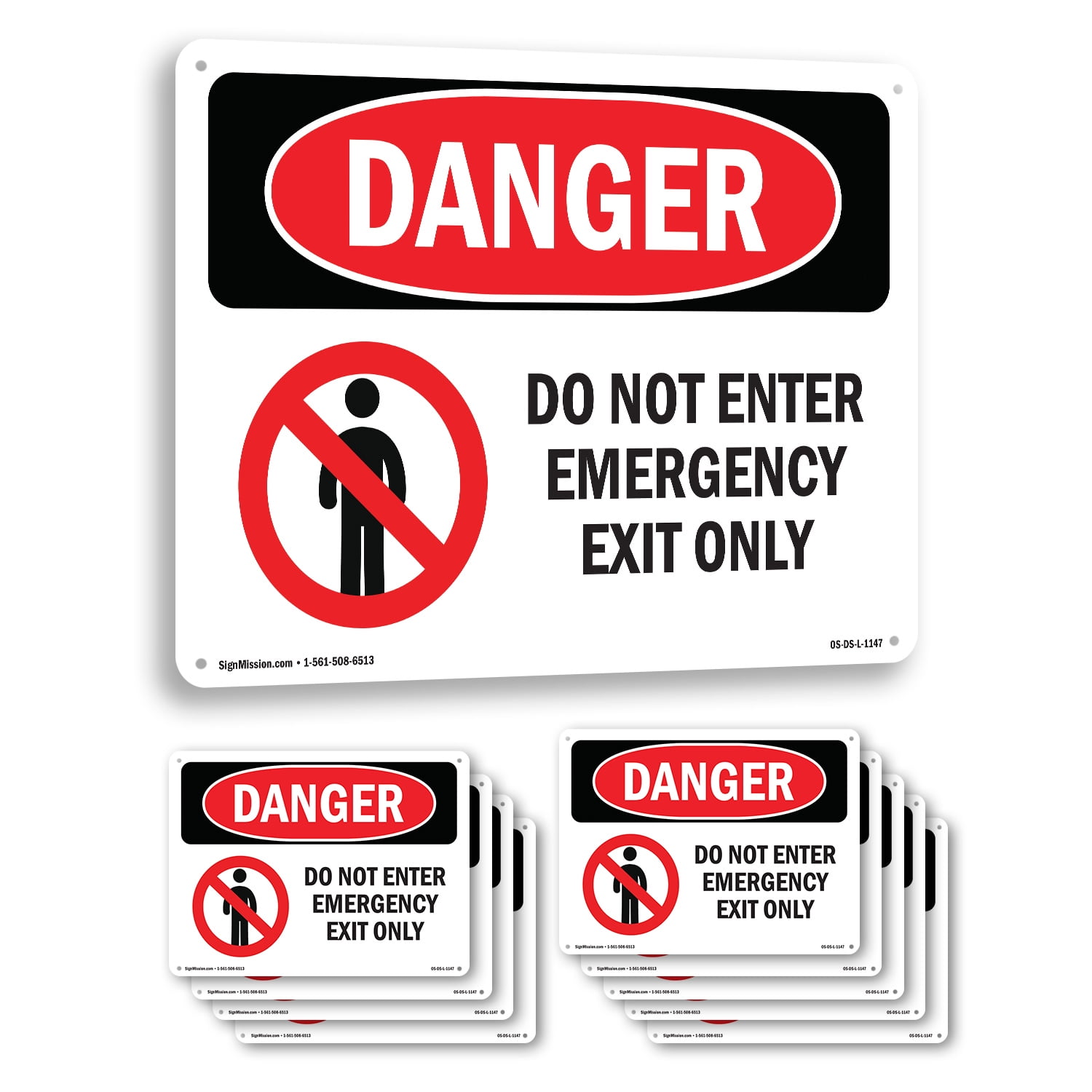 Do Not Enter Emergency Exit Only OSHA Danger Aluminum Sign 10 Inch x 7 ...