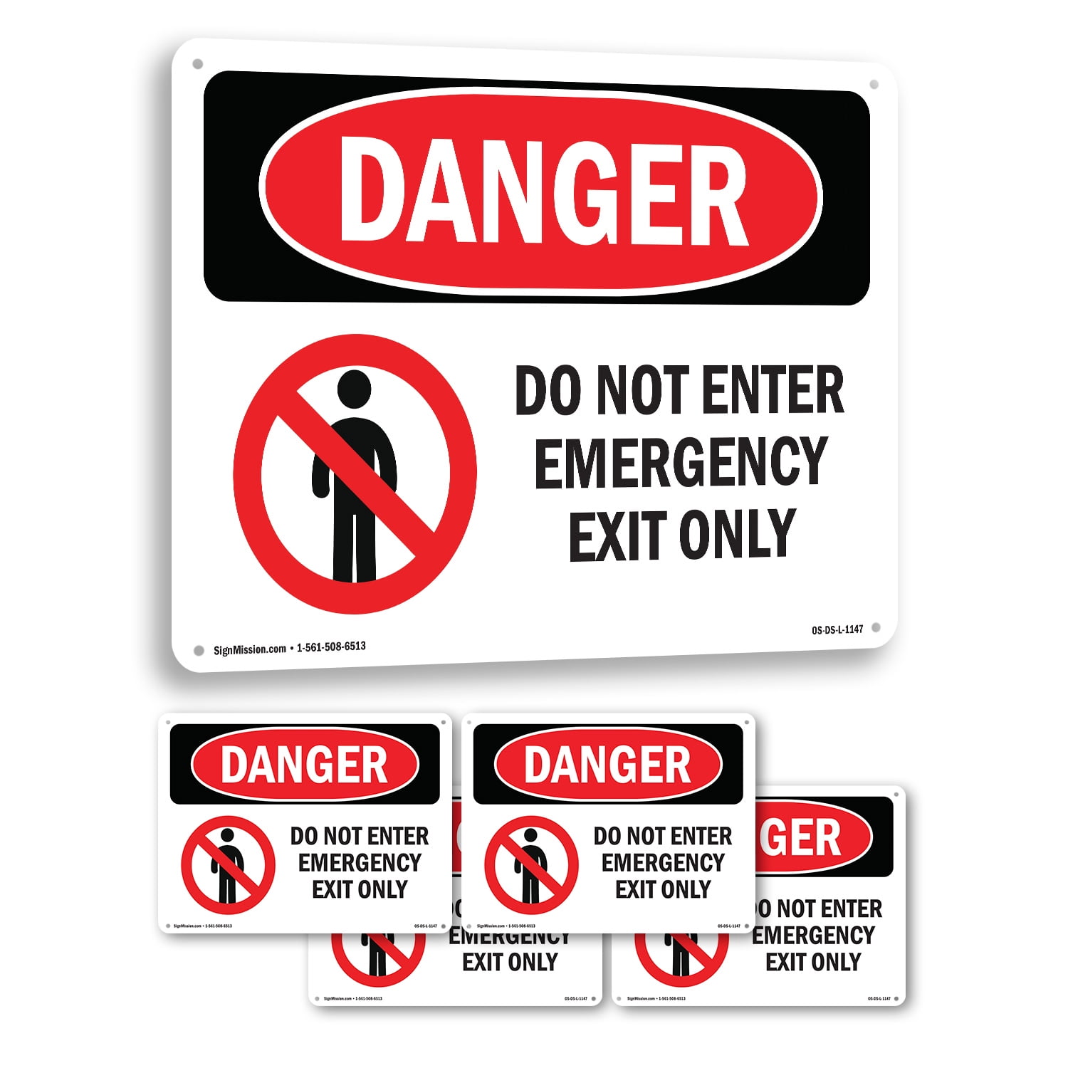 Do Not Enter Emergency Exit Only OSHA Danger Aluminum Sign 10 Inch x 7 ...