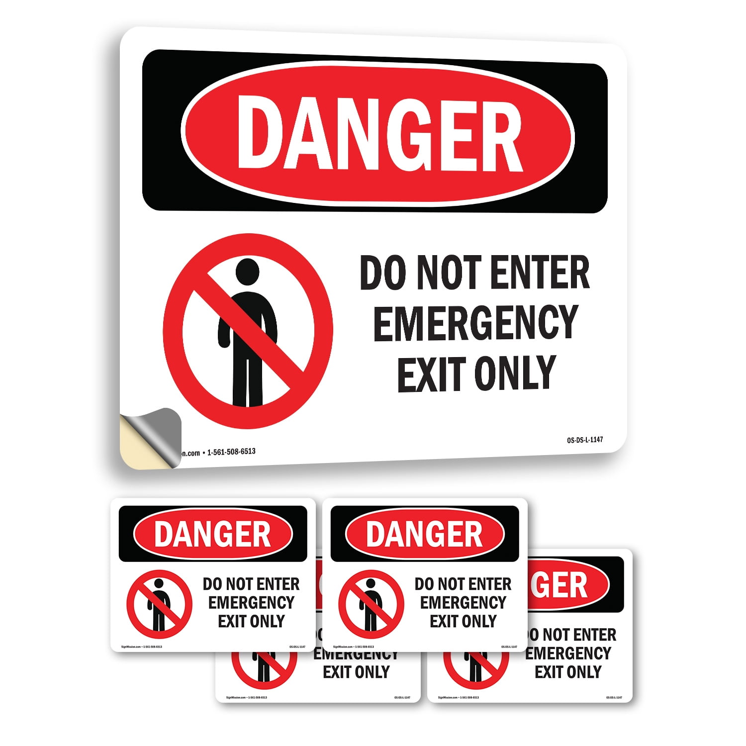 Do Not Enter Emergency Exit Only OSHA Danger Vinyl Decal Label 10 Inch ...