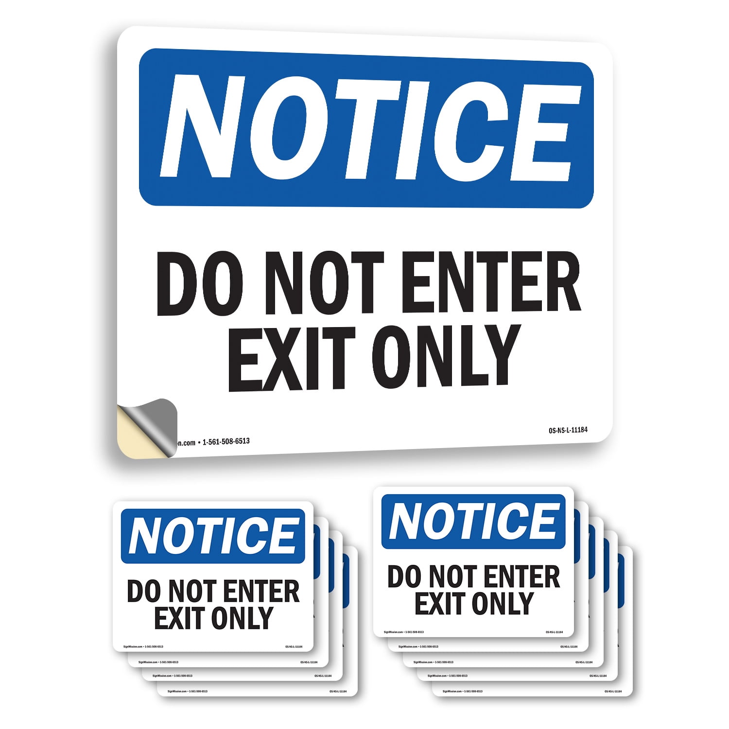 Do Not Enter Exit Only OSHA Notice Vinyl Decal Label 7 Inch x 5 Inch ...