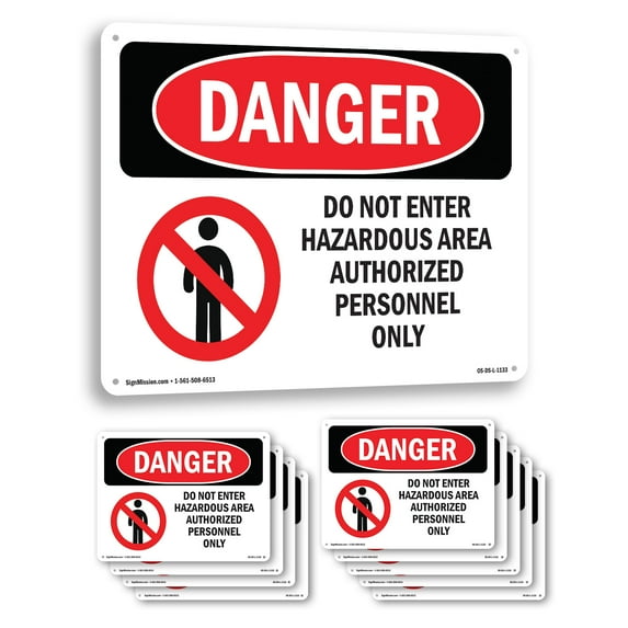Do Not Enter Hazardous Area OSHA Danger Rigid Plastic Sign 10 Inch x 7 ...