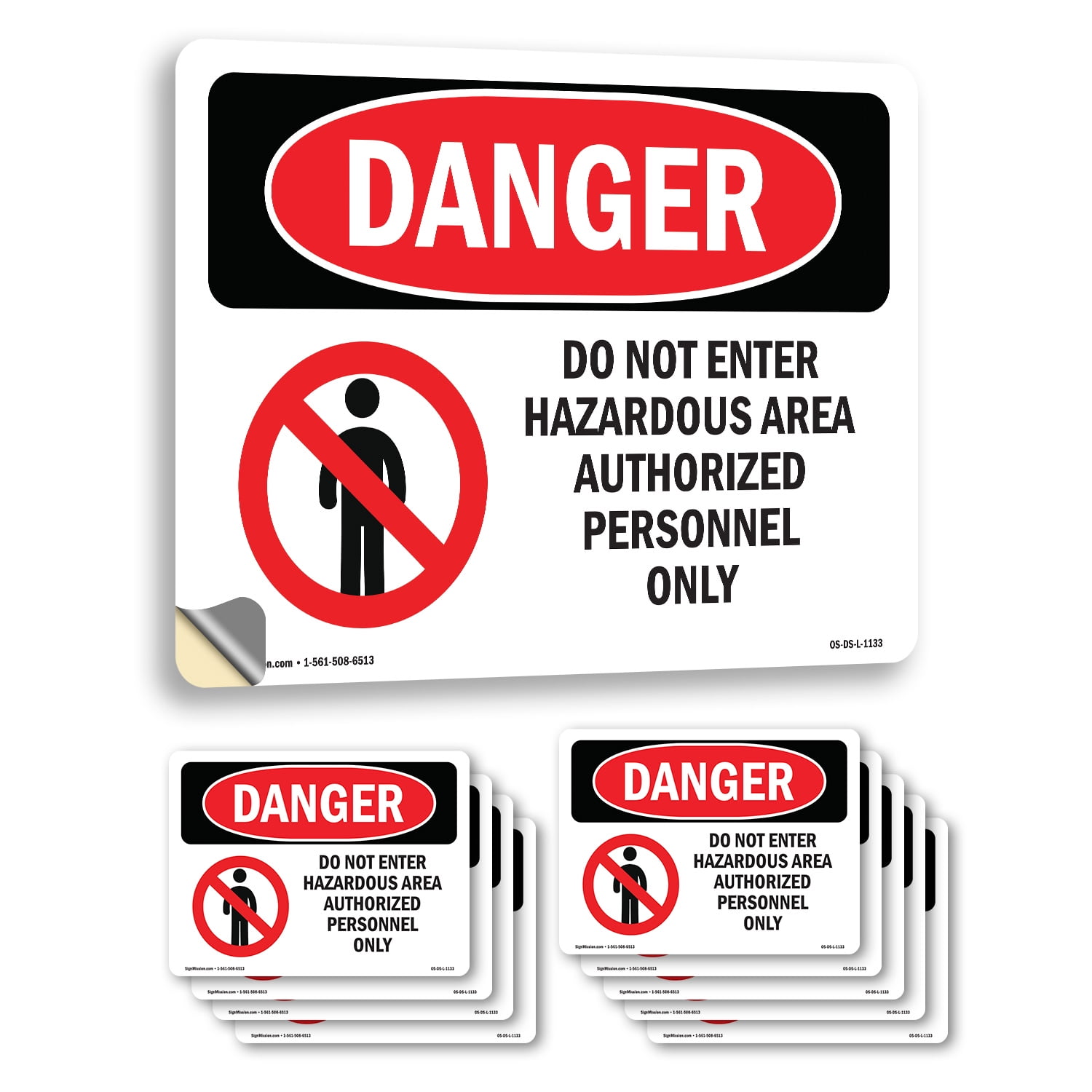 Do Not Enter Hazardous Area OSHA Danger Vinyl Decal Label 18 Inch x 12 ...