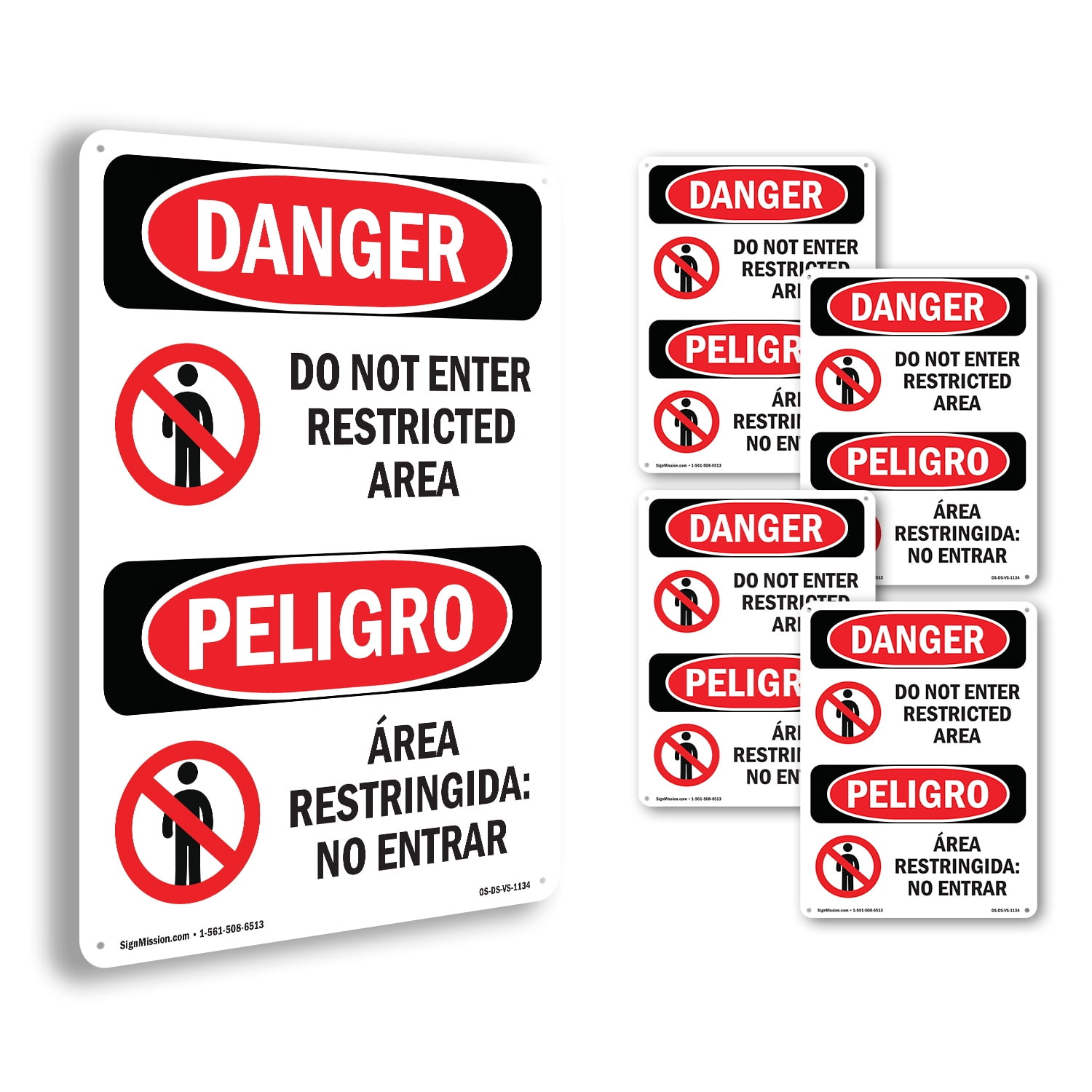 Do Not Enter High Voltage Bilingual OSHA Danger Aluminum Sign 10 Inch x ...
