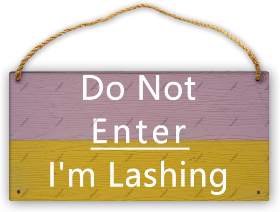 Do Not Enter I'M Lashing Door Welcome Sign, Square Wooden Sign, Hanging ...