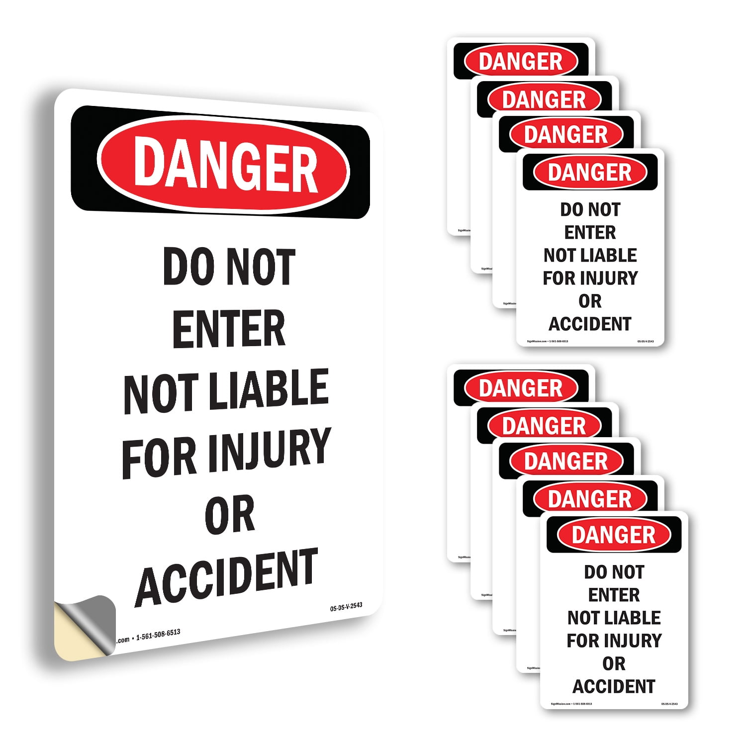 Do Not Enter Not Liable For Injury OSHA Danger Vinyl Decal Label 10 ...