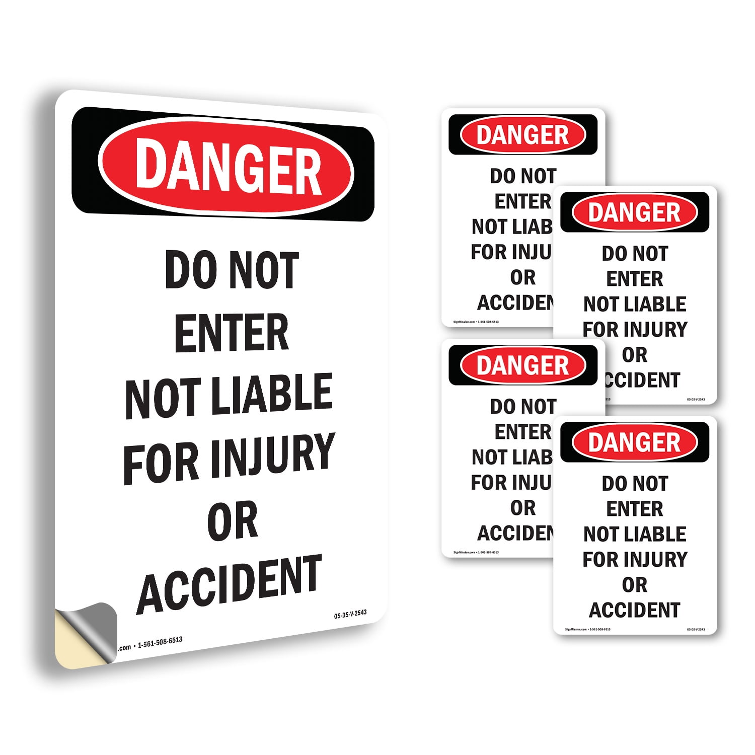 Do Not Enter Not Liable For Injury OSHA Danger Vinyl Decal Label 10 ...