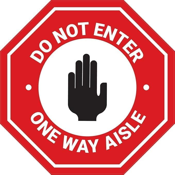 Do Not Enter One Way Aisle with Icon Stop Metal Tin Sign for Home ...