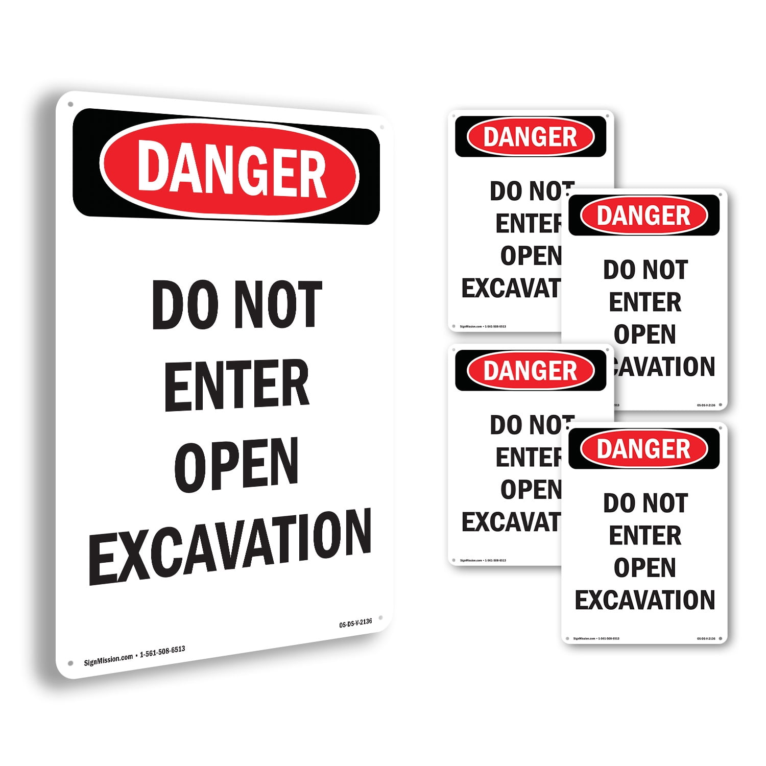 Do Not Enter Open Excavation OSHA Danger Aluminum Sign 24 Inch x 18 ...