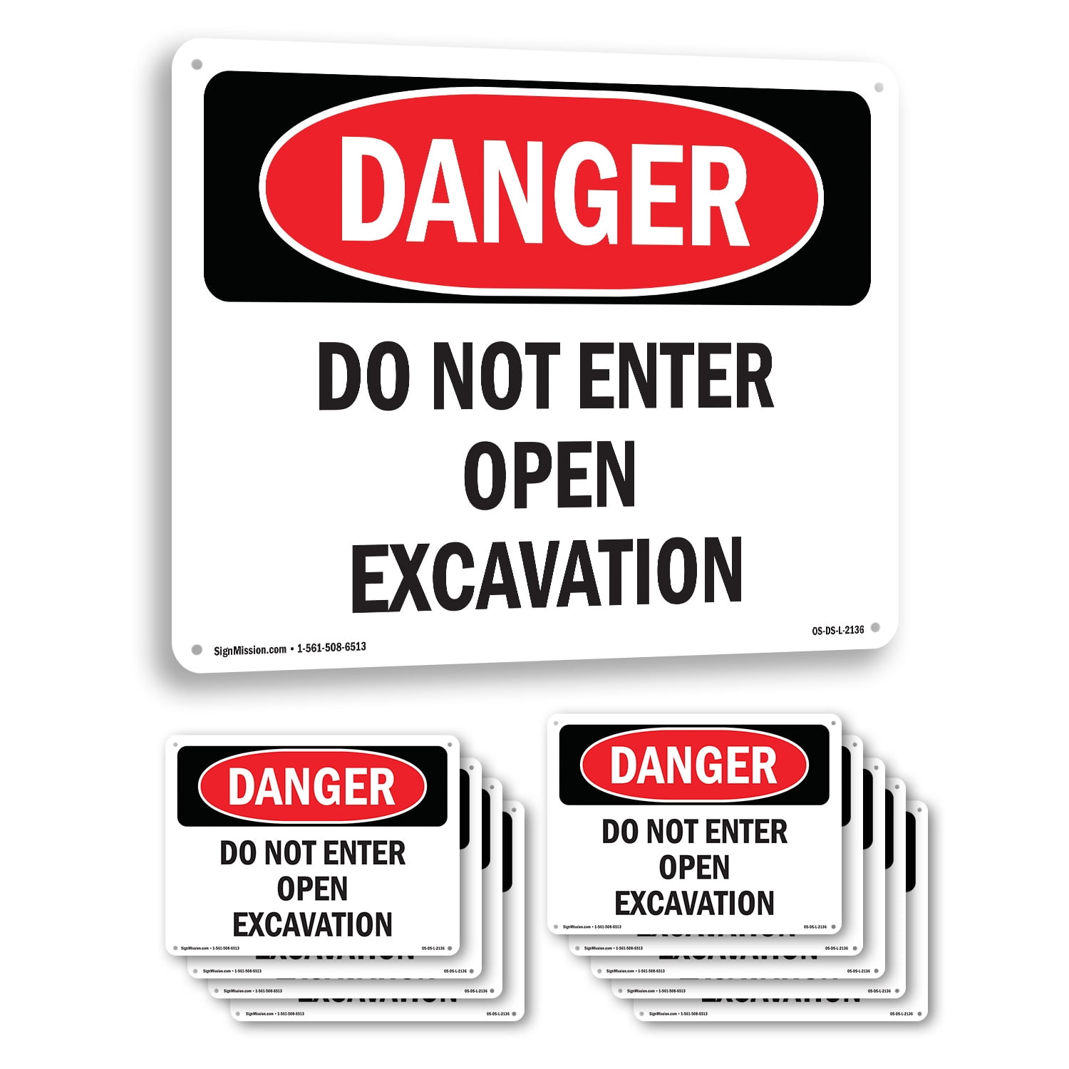 Do Not Enter Open Excavation OSHA Danger Rigid Plastic Sign 10 Inch x 7 ...