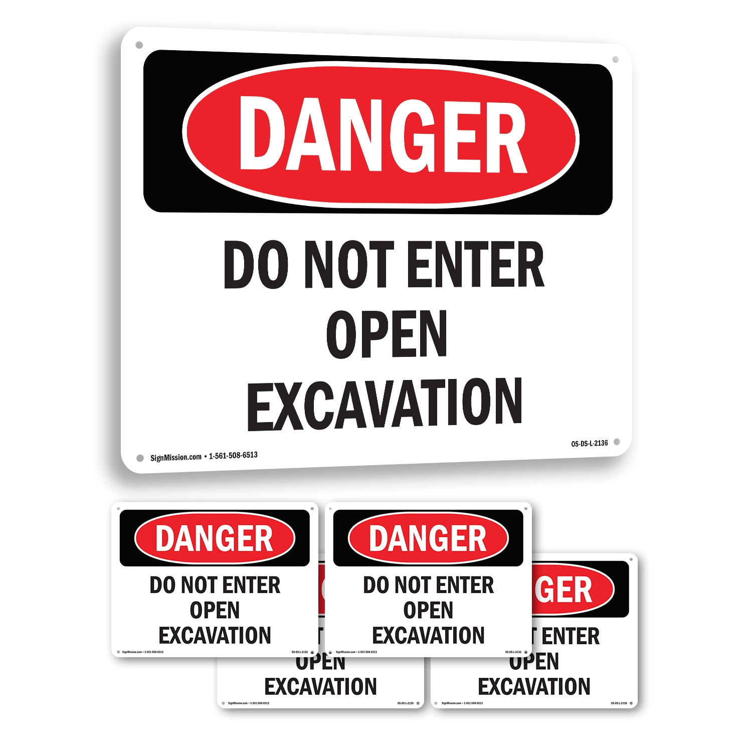 Do Not Enter Open Excavation OSHA Danger Rigid Plastic Sign 10 Inch x 7 ...