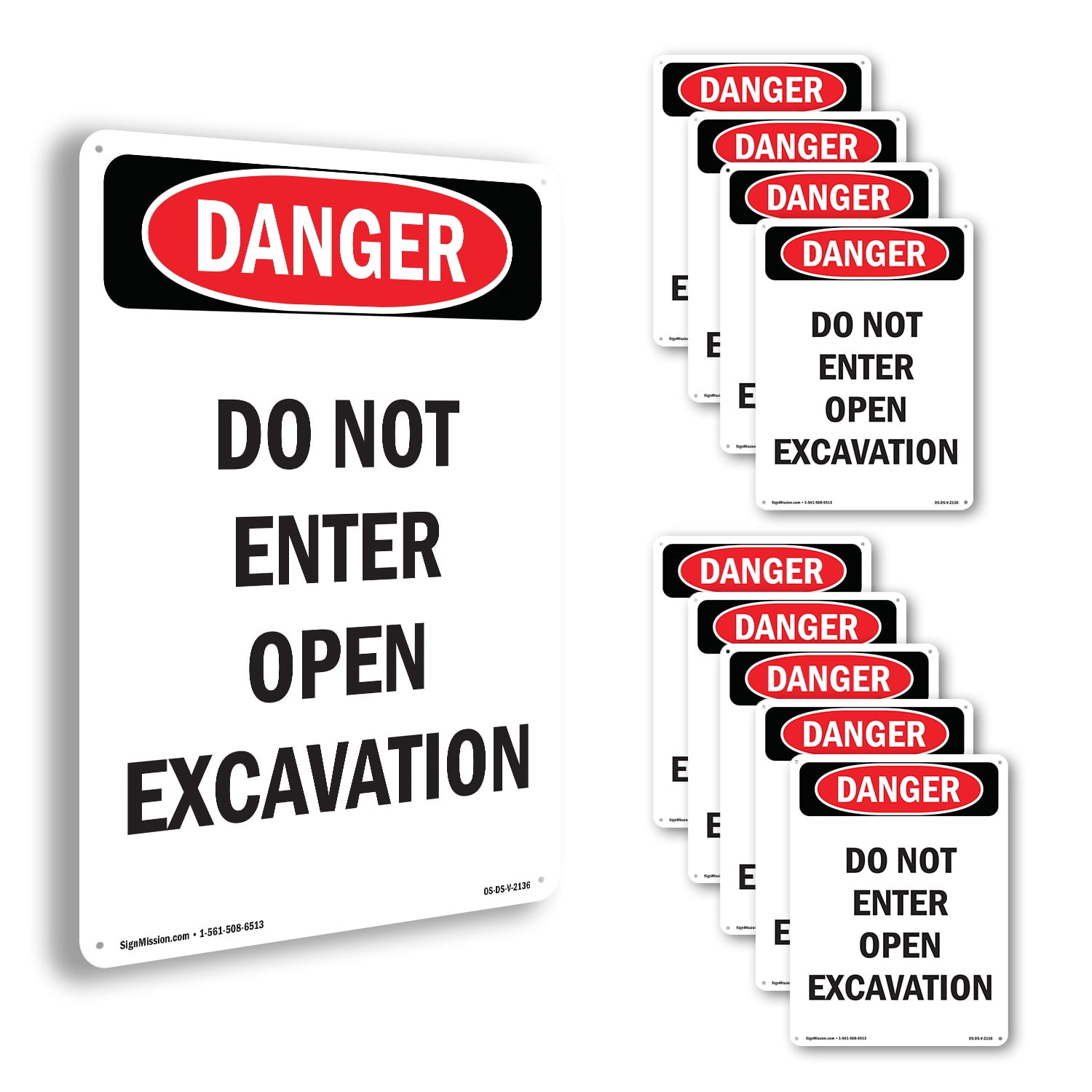 Do Not Enter Open Excavation OSHA Danger Rigid Plastic Sign 14 Inch x ...