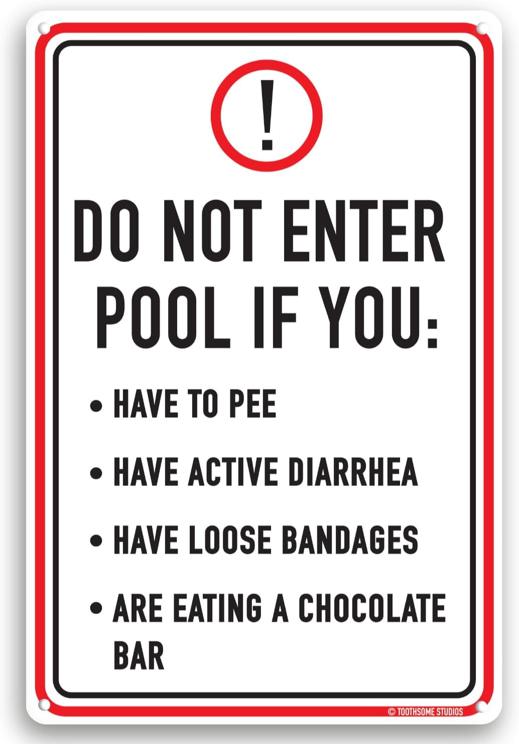 Do Not Enter Pool If 12" x 8" Funny Tin Sign Inappropriate Humor Gag ...