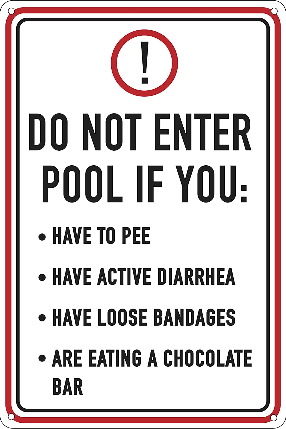 Do Not Enter Pool If 12" x 8" Funny Tin Sign Inappropriate Humor Gag ...