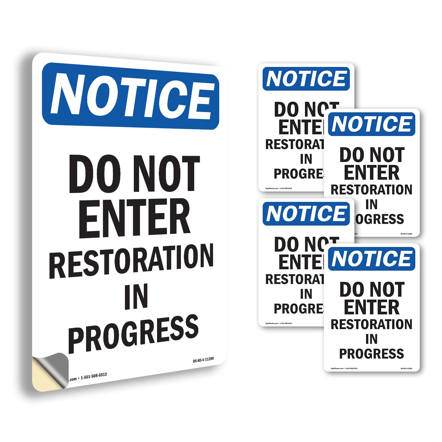 Do Not Enter Restoration In Progress OSHA Notice Vinyl Decal Label 5 ...