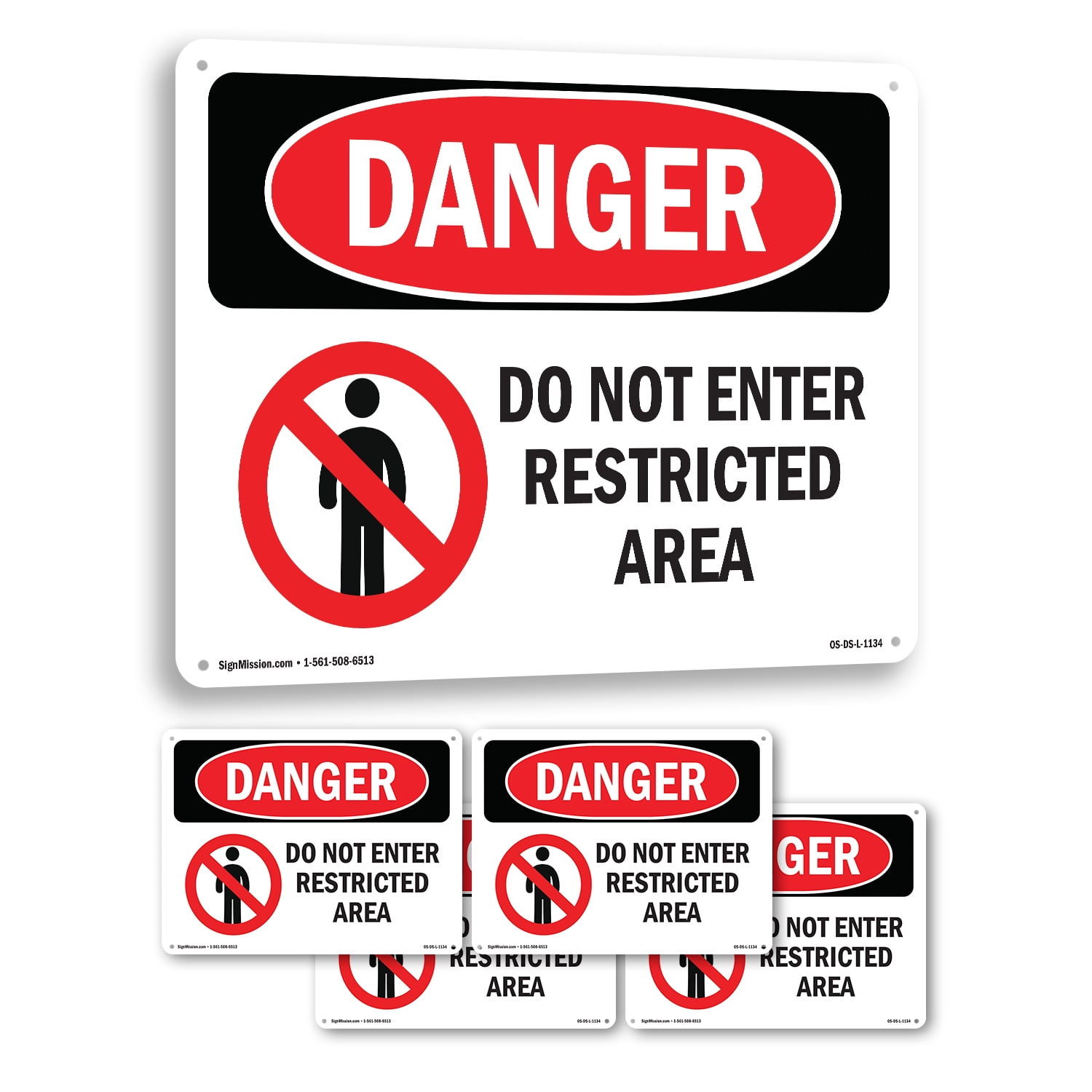 Do Not Enter Restricted Area OSHA Danger Rigid Plastic Sign 24 Inch x ...
