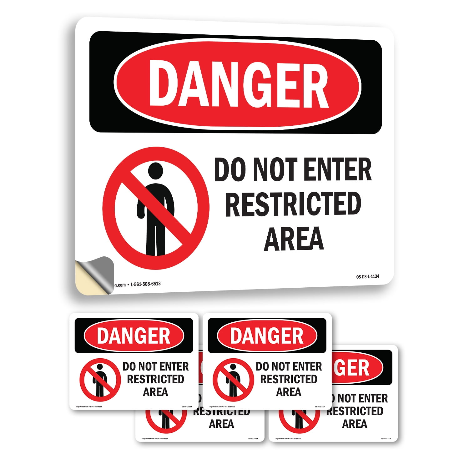 Do Not Enter Restricted Area OSHA Danger Vinyl Decal Label 14 Inch x 10 ...