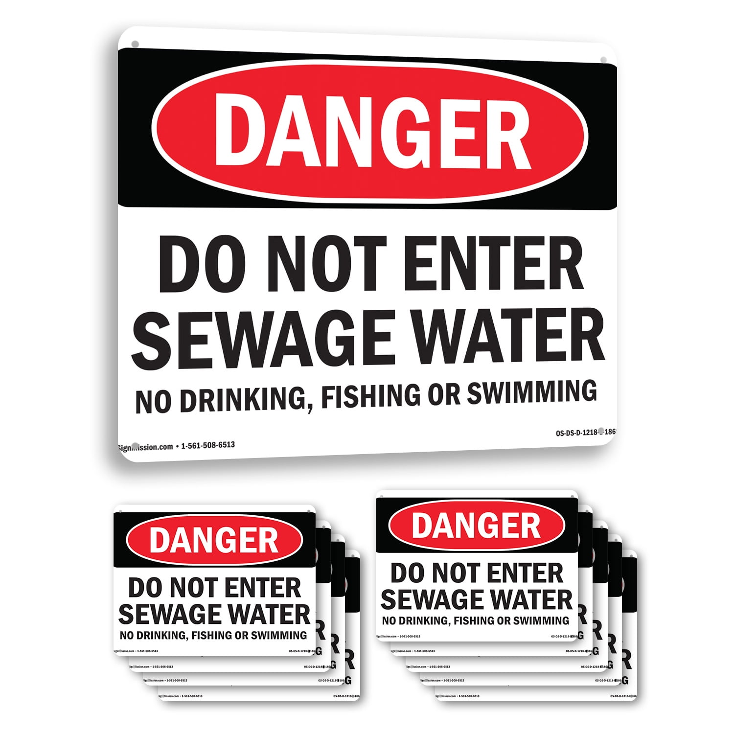 Do Not Enter Sewage Water OSHA Danger Aluminum Sign 24 Inch x 18 Inch ...