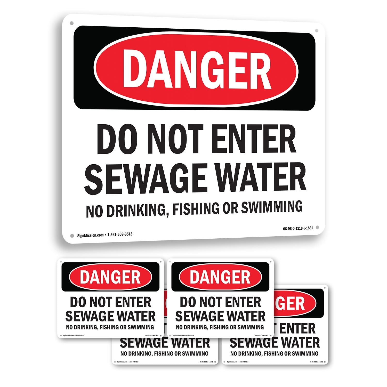 Do Not Enter Sewage Water OSHA Danger Rigid Plastic Sign 10 Inch x 7 ...