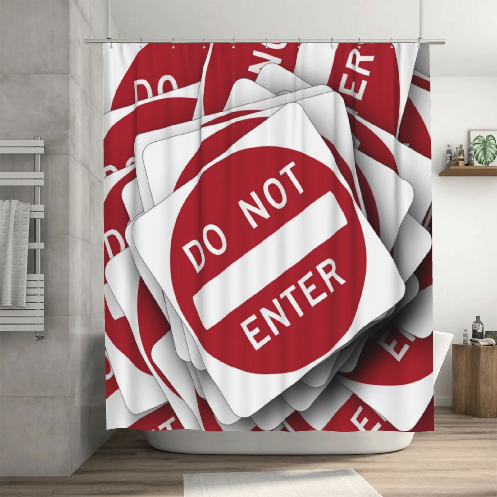 Do Not Enter Sign Pattern Shower Curtain, Access Warning Waterproof ...