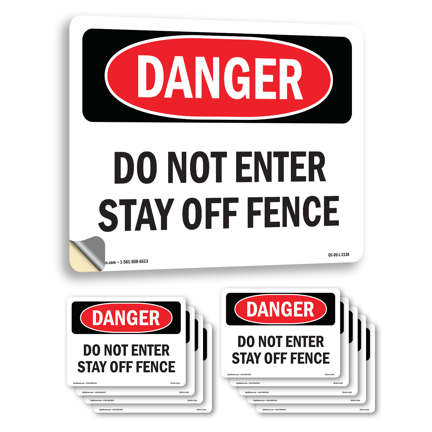 Do Not Enter Stay Off Fence OSHA Danger Vinyl Decal Label 24 Inch x 18 ...