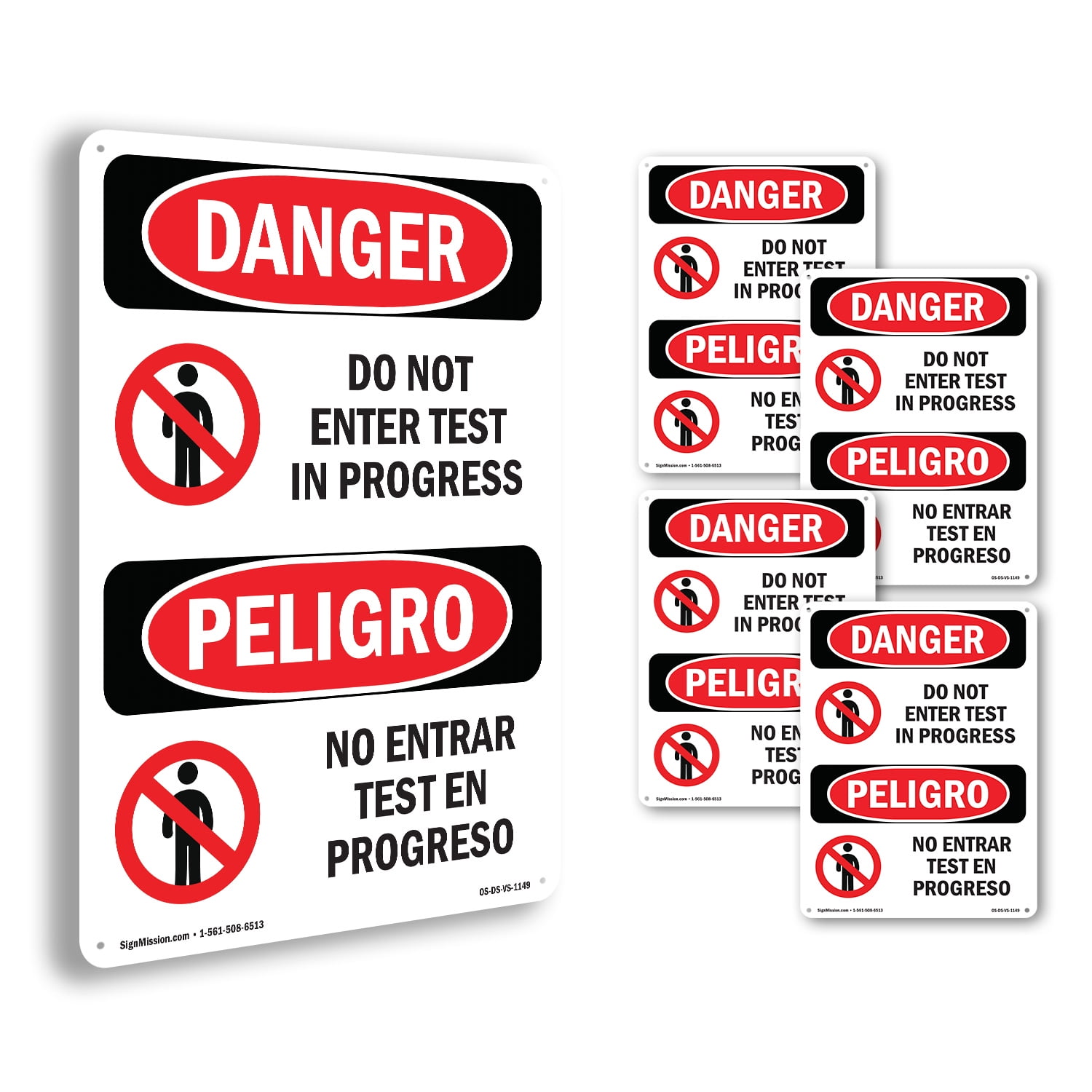 Do Not Enter Test In Progress Bilingual OSHA Danger Rigid Plastic Sign ...