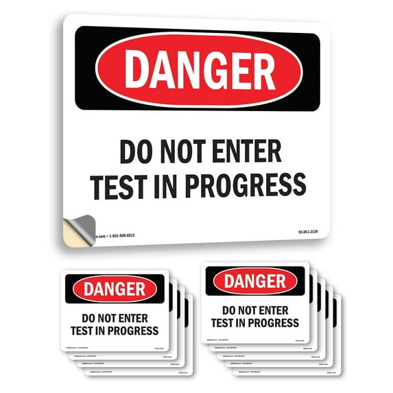 Do Not Enter Test In Progress OSHA Danger Vinyl Decal Label 18 Inch x ...