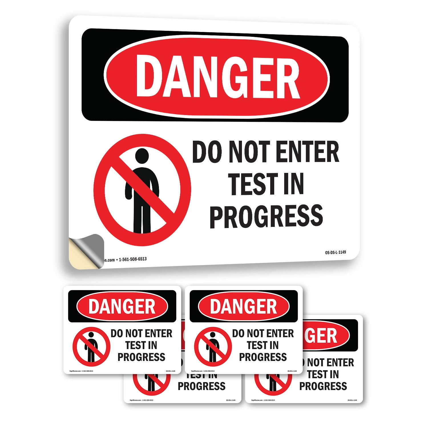 Do Not Enter Test In Progress OSHA Danger Vinyl Decal Label 24 Inch x ...