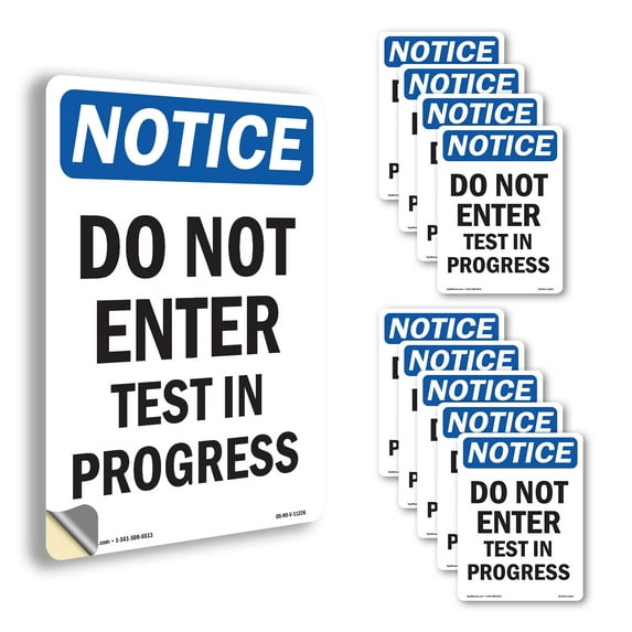Do Not Enter Test In Progress OSHA Notice Vinyl Decal Label 18 Inch x ...
