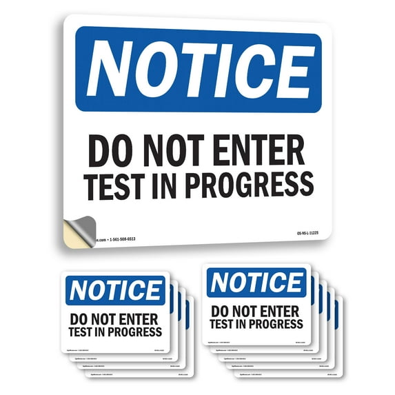 Do Not Enter Test In Progress OSHA Notice Vinyl Decal Label 24 Inch x ...