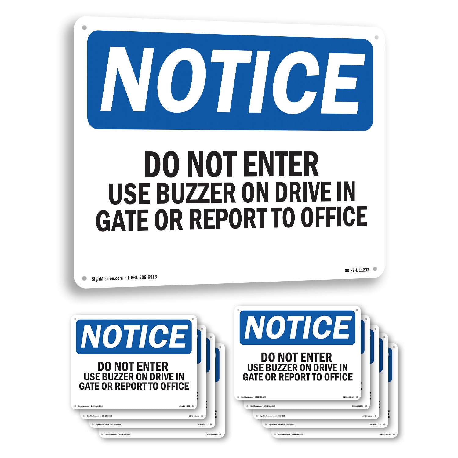 Do Not Enter Use Buzzer On Drive In Gate OSHA Notice Rigid Plastic Sign ...