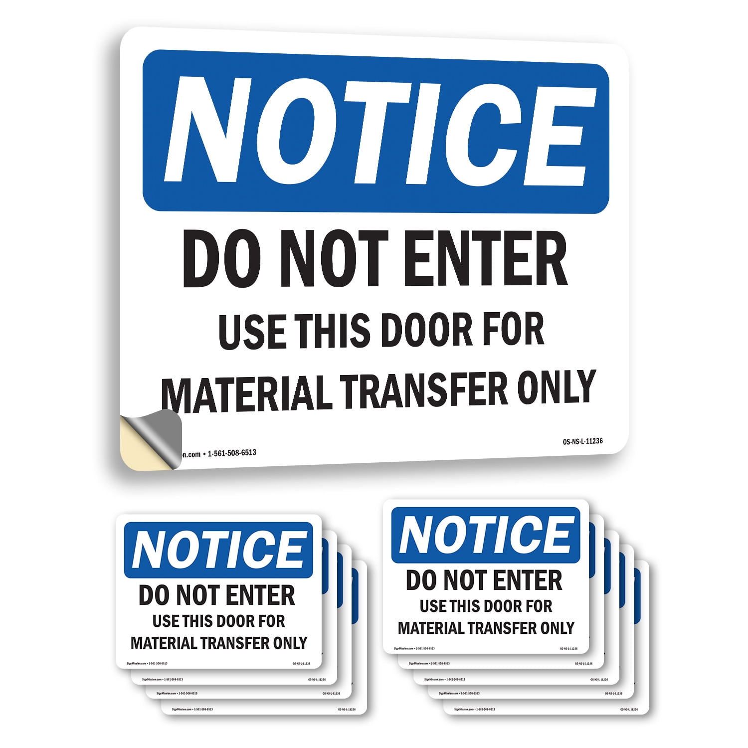 Do Not Enter Use This Door For Material OSHA Notice Vinyl Decal Label 5 ...
