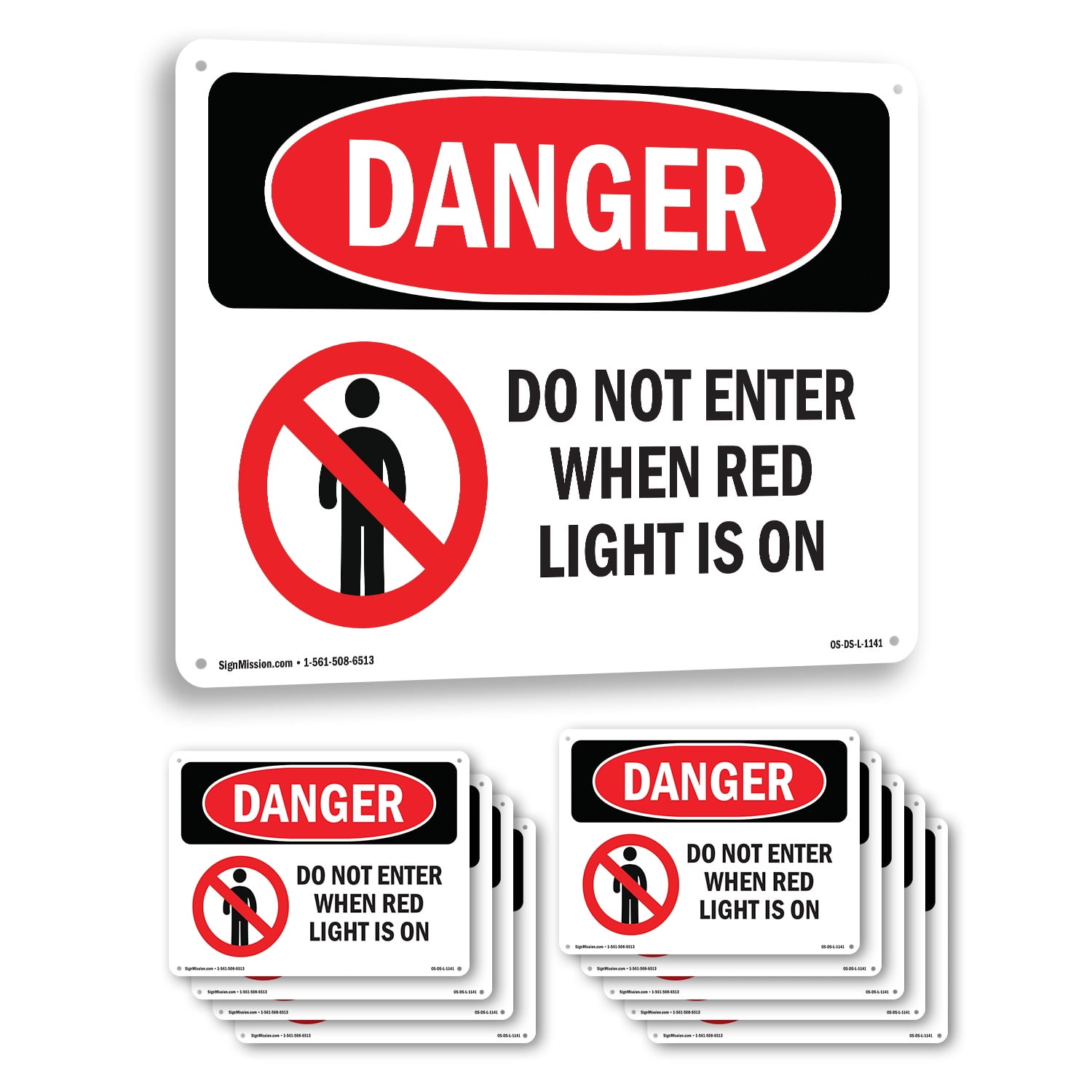 Do Not Enter When Red Light Is On OSHA Danger Rigid Plastic Sign 14 ...