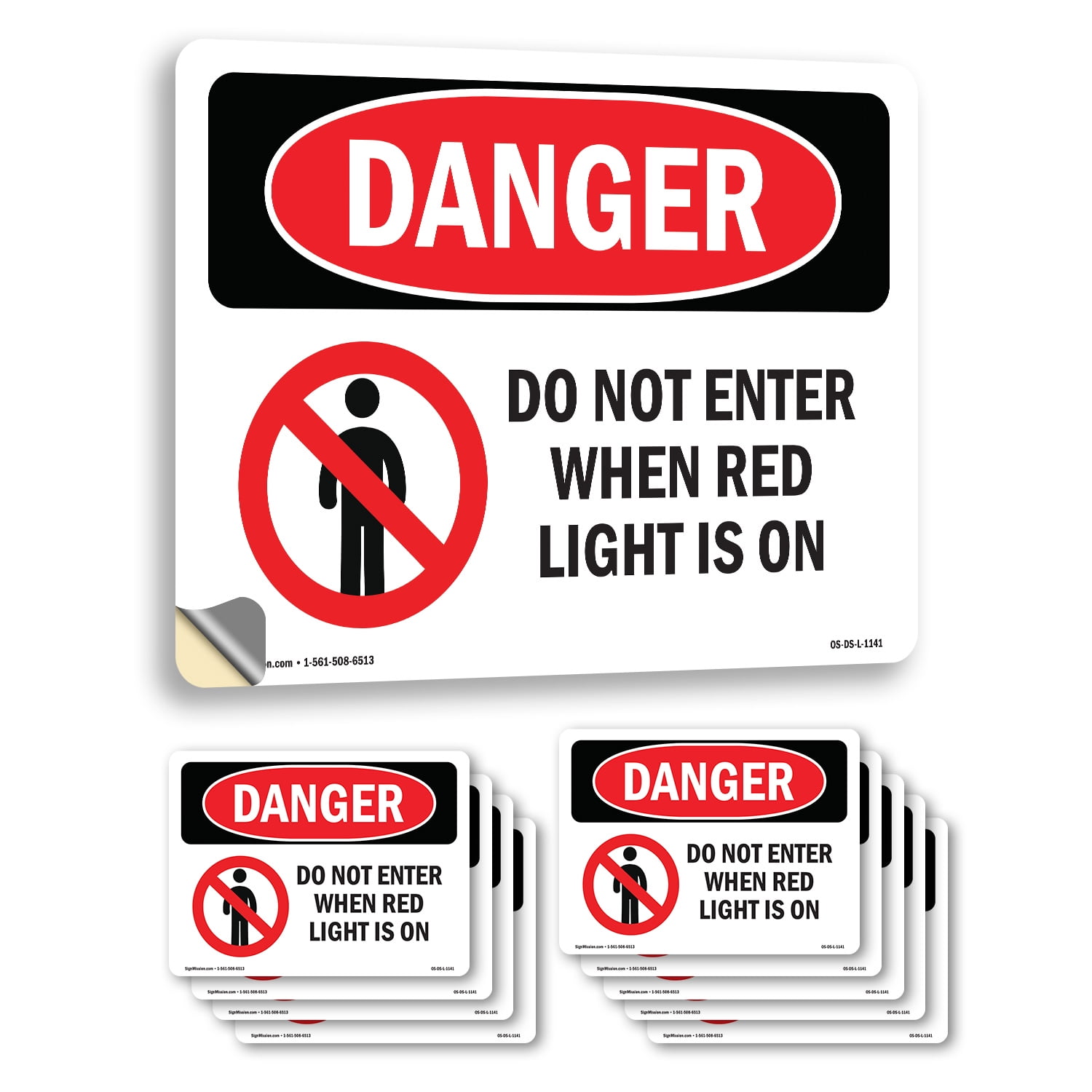 Do Not Enter When Red Light Is On OSHA Danger Vinyl Decal Label 10 Inch ...