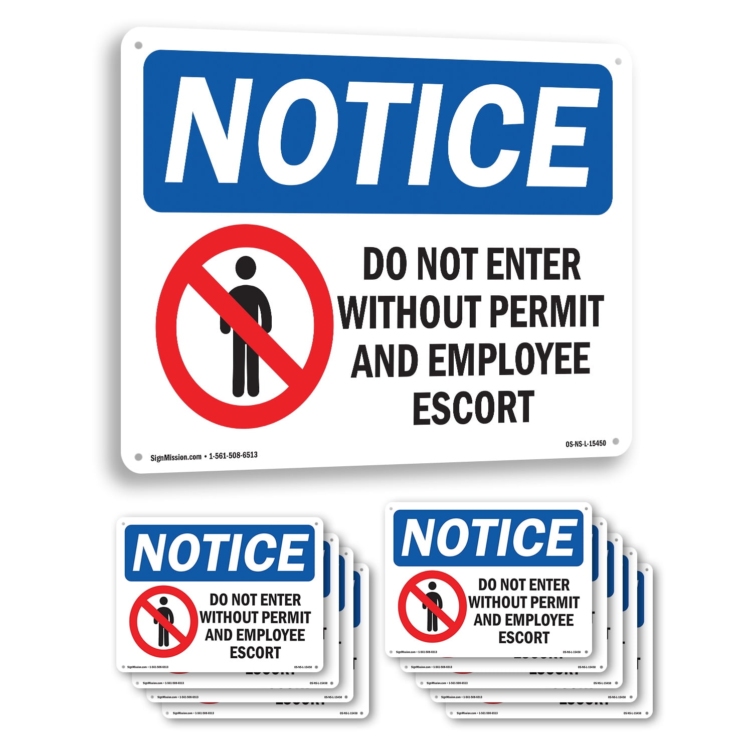 Do Not Enter Without Permit And Escort OSHA Notice Rigid Plastic Sign ...