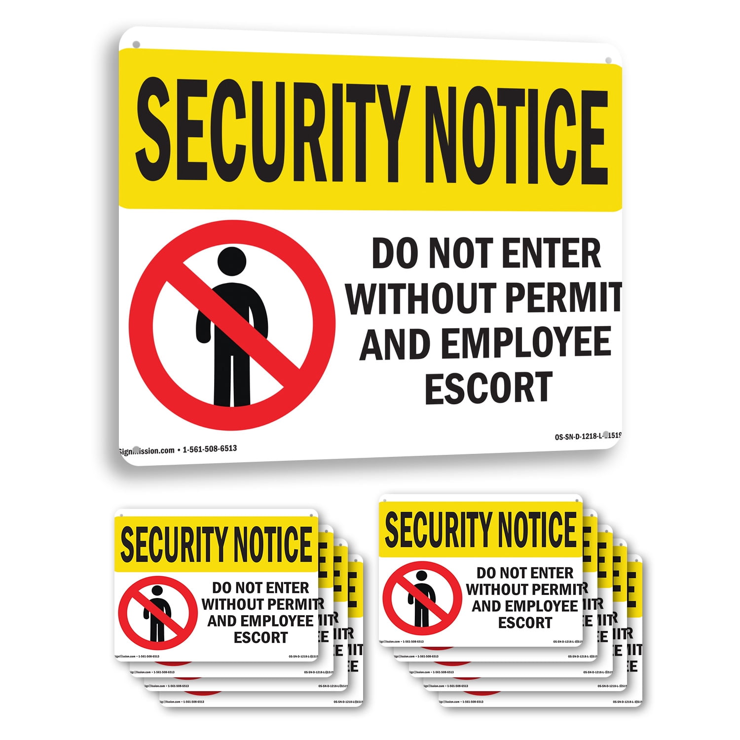 Do Not Enter Without Permit OSHA Security Notice Rigid Plastic Sign 10 ...