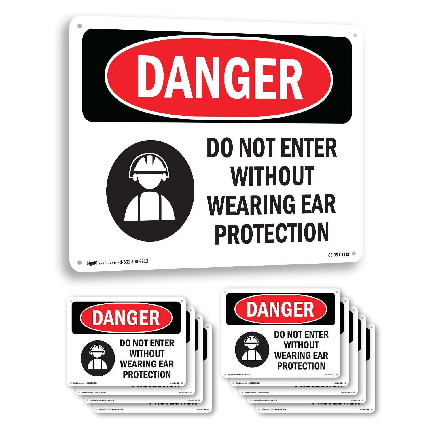 Do Not Enter Without Wearing Ear Protection OSHA Danger Aluminum Sign ...