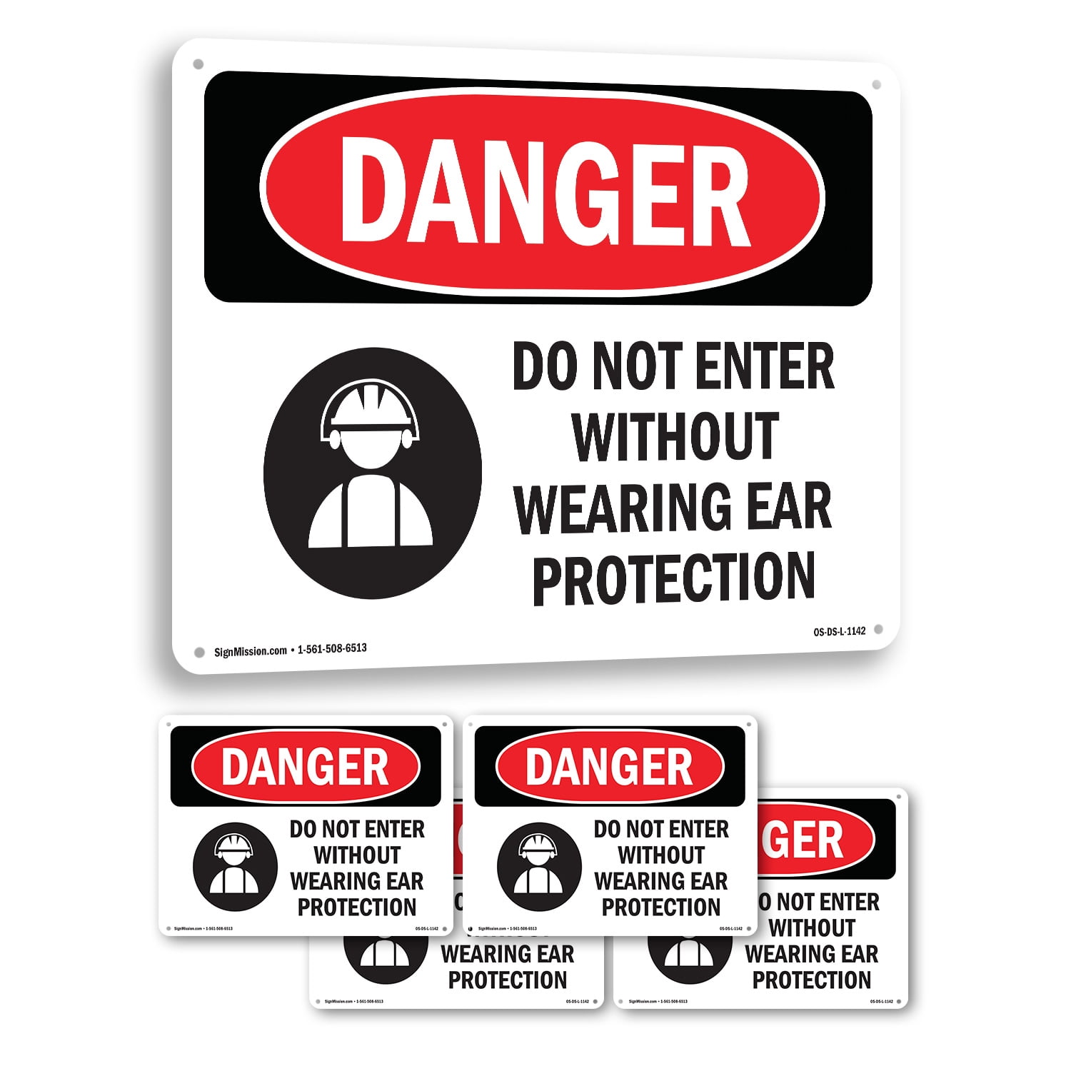 Do Not Enter Without Wearing Ear Protection OSHA Danger Rigid Plastic ...